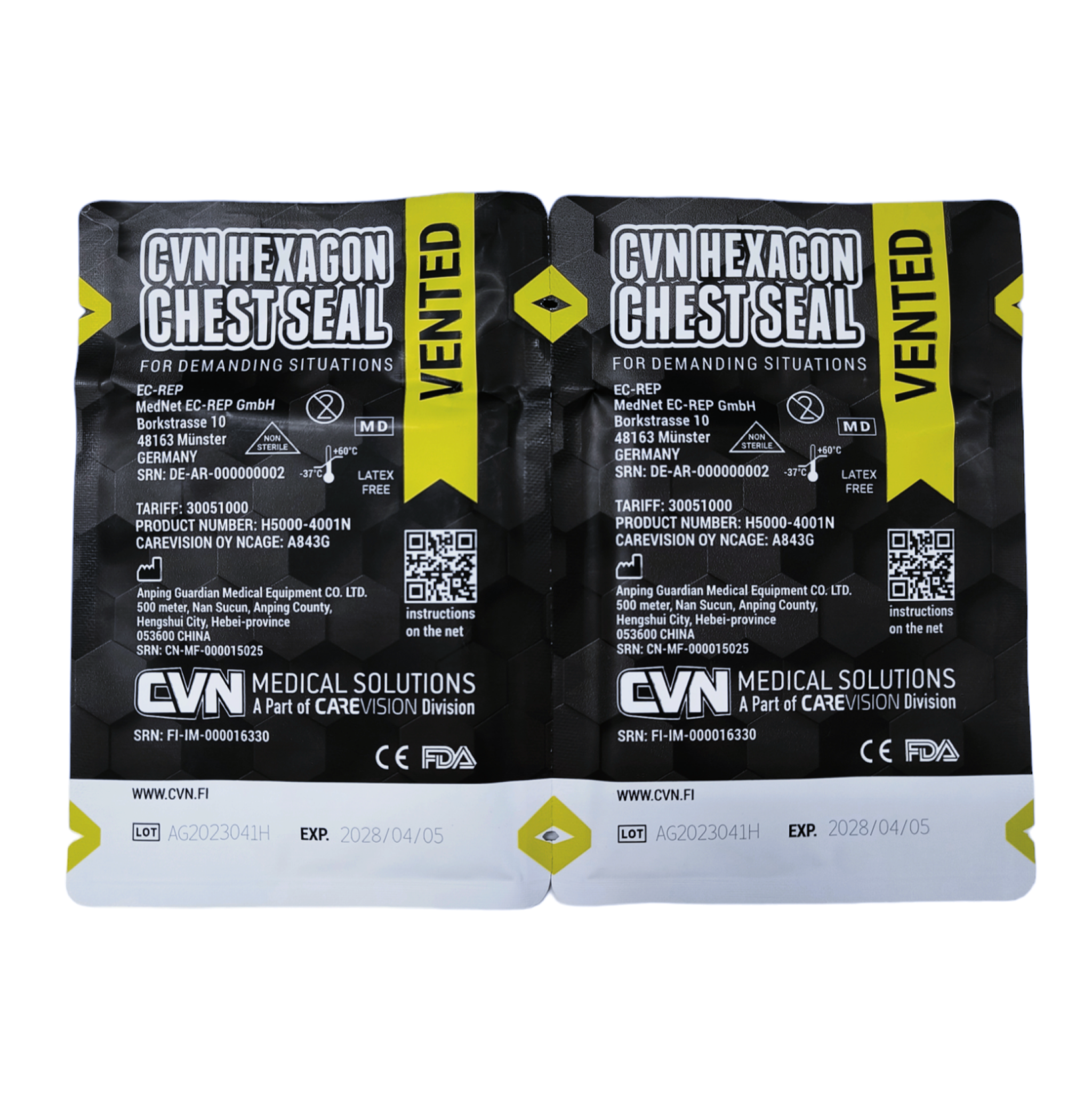 CVN Hexagon Chest Seal, Vented, 2-Pack | Ferno Norden Military