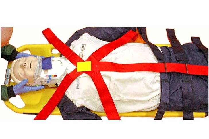 Patient harness, X-spider harness w. velcro for scoop & spineboard